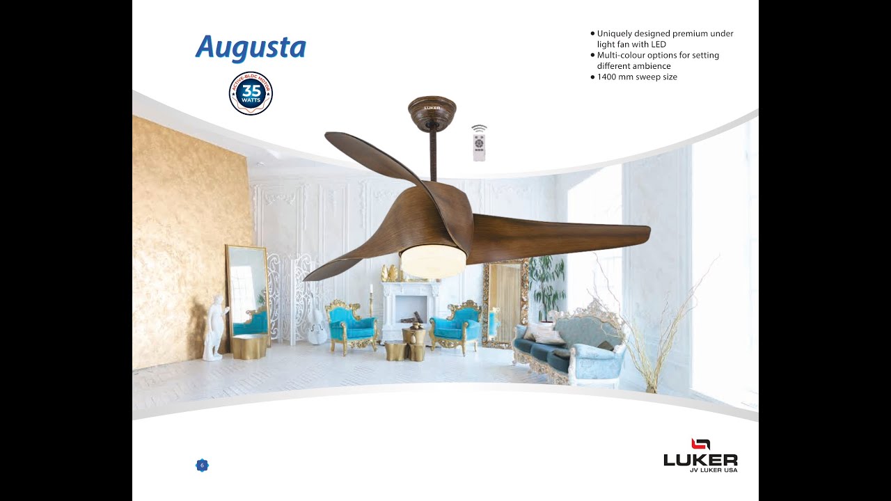 Luker Augusta 1400mm Premium Wooden Finish Fans - YouTube