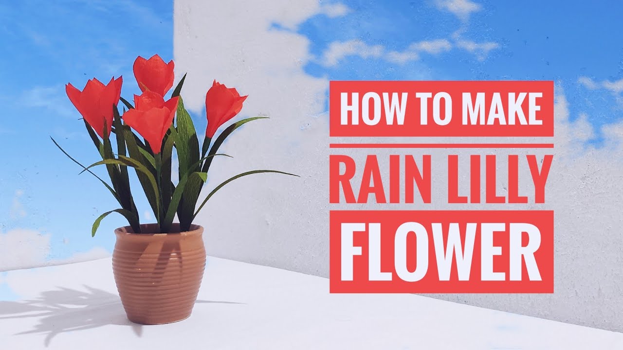 How to make rain lilly flowers | Finix paper flowers making | Flowers ...