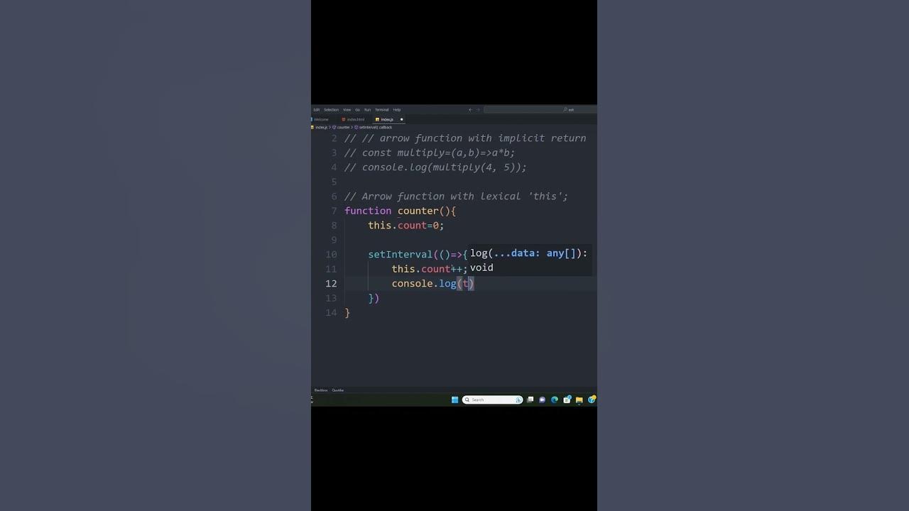 Arrow Function With Lexical This Javascript Javascripttutorial Javascriptdeveloper Youtube 
