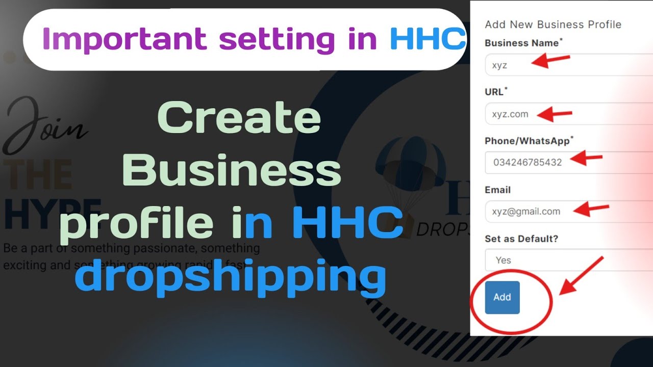 How to create Business profile in HHC dropshipping platform || profile ...