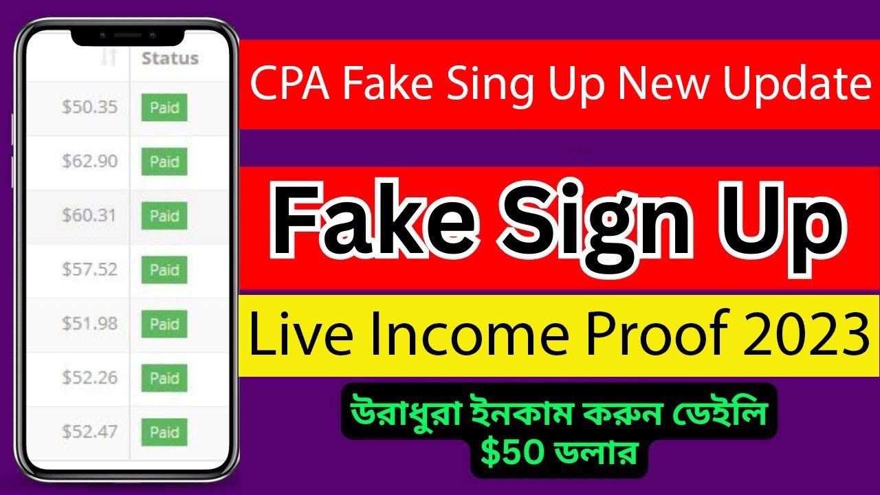 How To CPA Fake Sing Up New Update Secret Method 2023 Live Income Proof ...