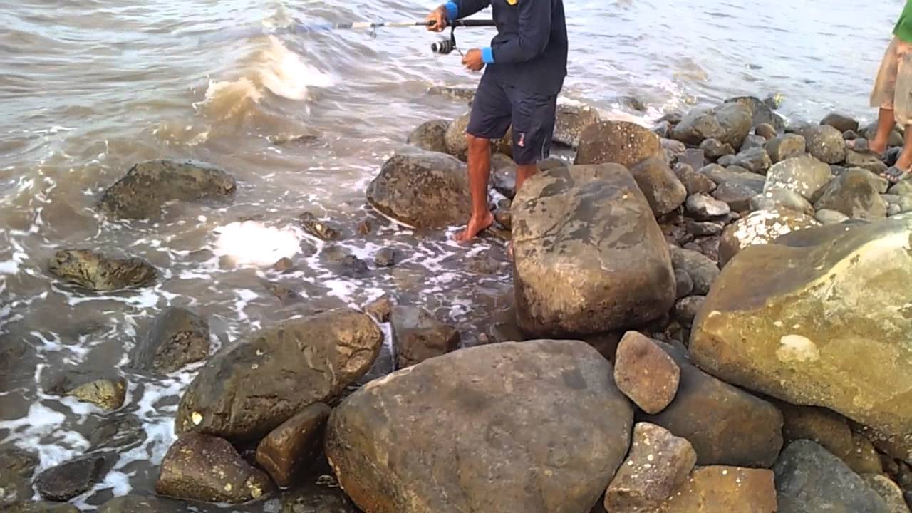 Pancing ikan pari pantai mempakat pitas - YouTube