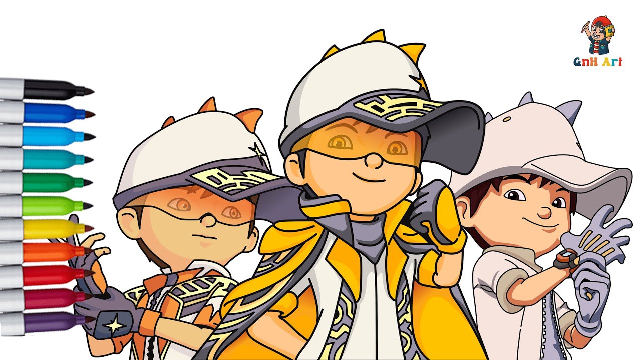 Cara Menggambar Boboiboy Cahaya, Solar dan Gamma - Boboiboy Elemental ...