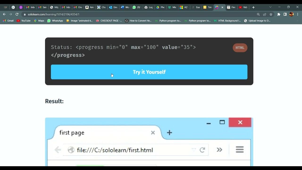 The progress Element|HTML5|SOLOLEARN Answers - YouTube