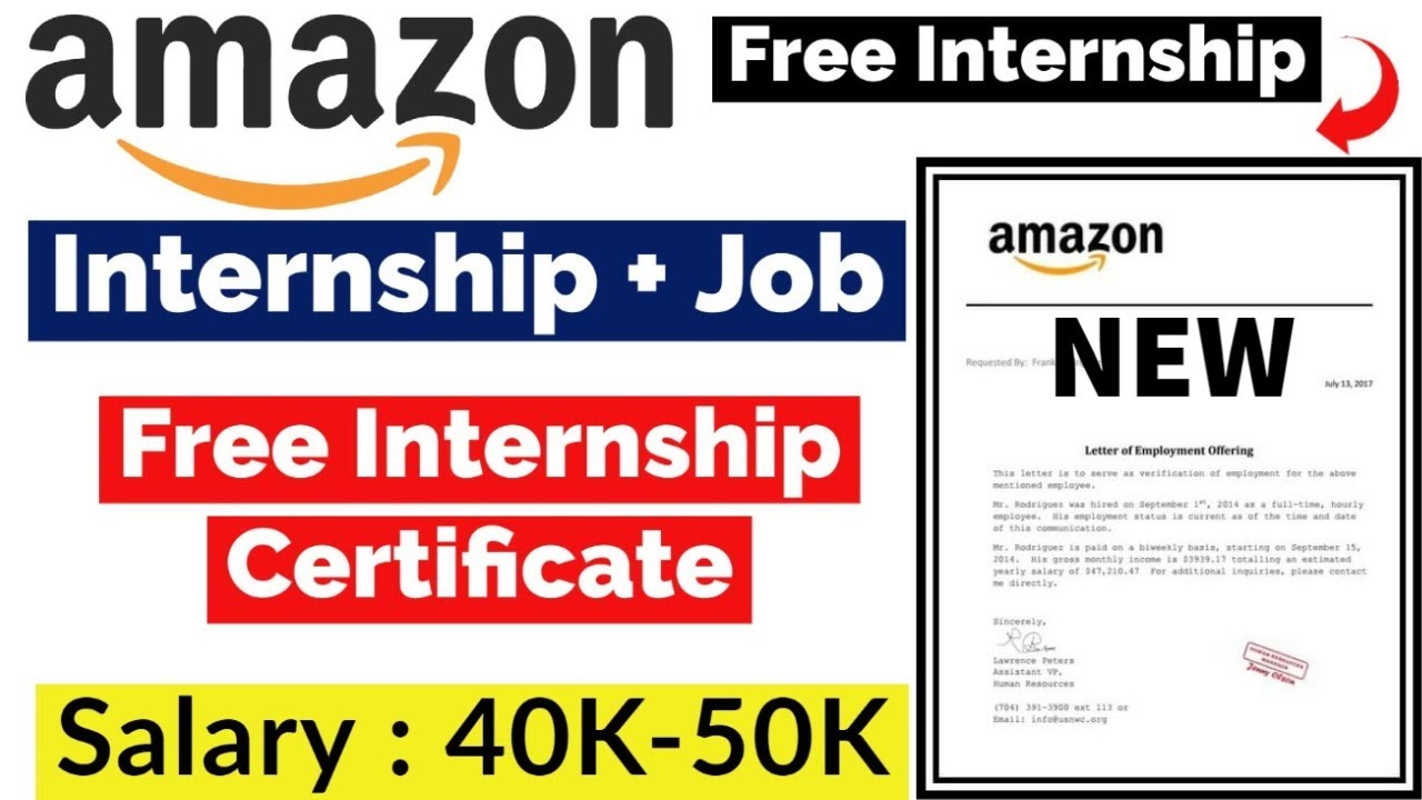 Amazon New Free Internship | Internship at Amazon | Free Internship ...