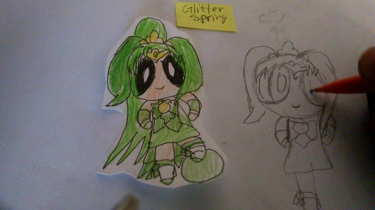How to draw puffed glitter spring. - YouTube