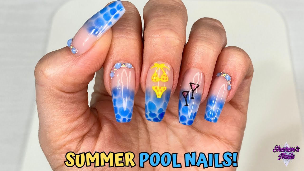 Easy Summer Pool Nails! Using Born Pretty Gels (Water Effect Nail Art ...