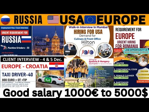 🇺🇸 AMERICA job 🇷🇺 RUSSIA JOB 🇪🇺 EUROPE JOB Vacancy| सैलरी इंडियन रुपया ...
