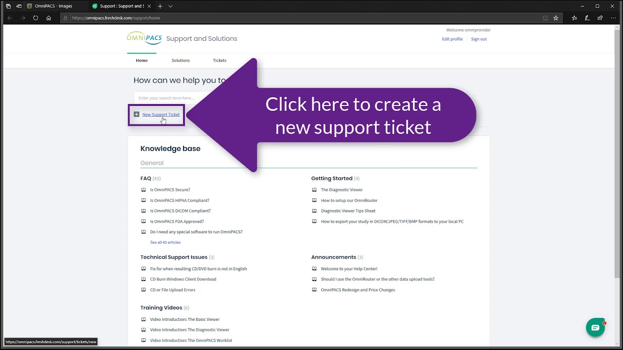 OmniPACS Support Portal Howto - YouTube
