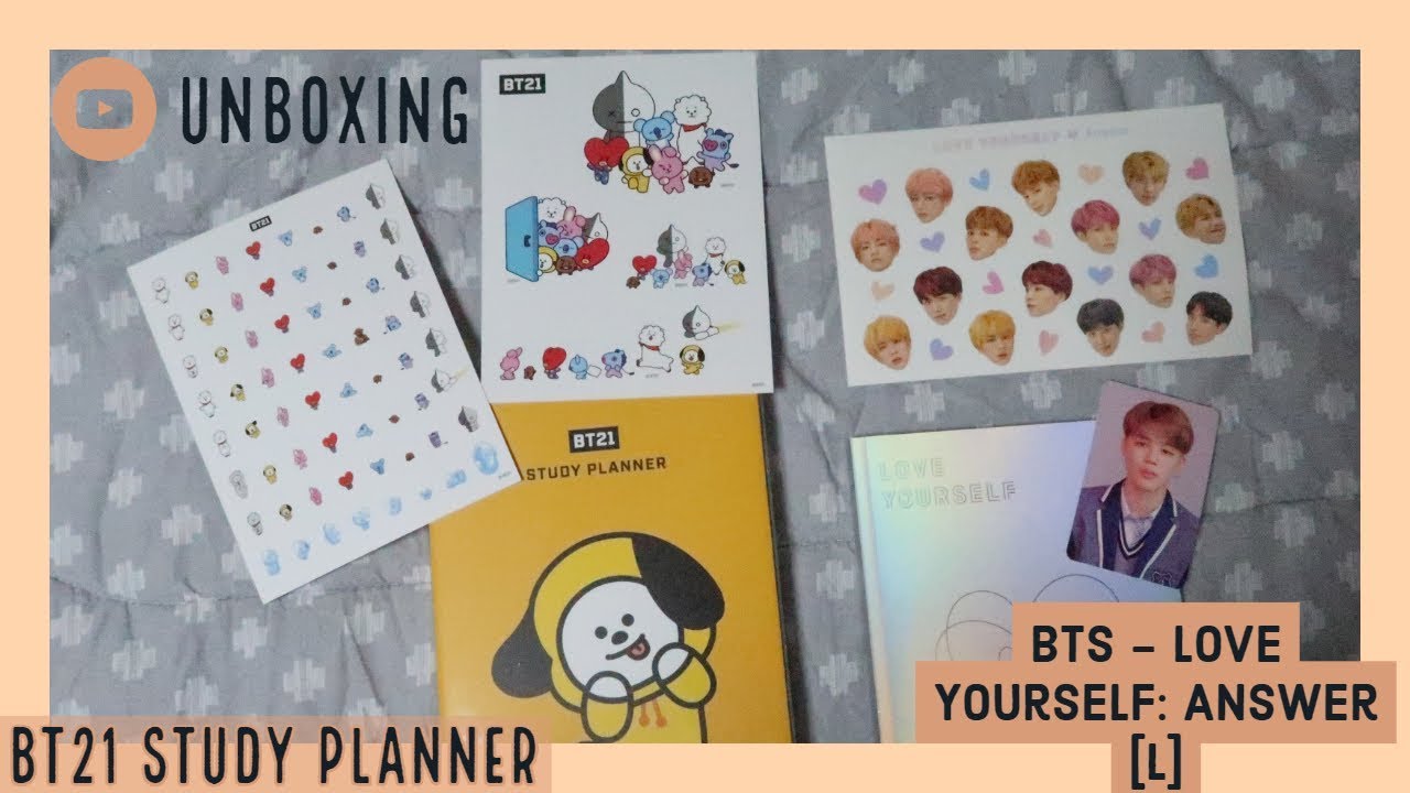 UNBOXING | BT21 Study planner & LOVE YOURSELF:ANSWER [L ver.] - YouTube