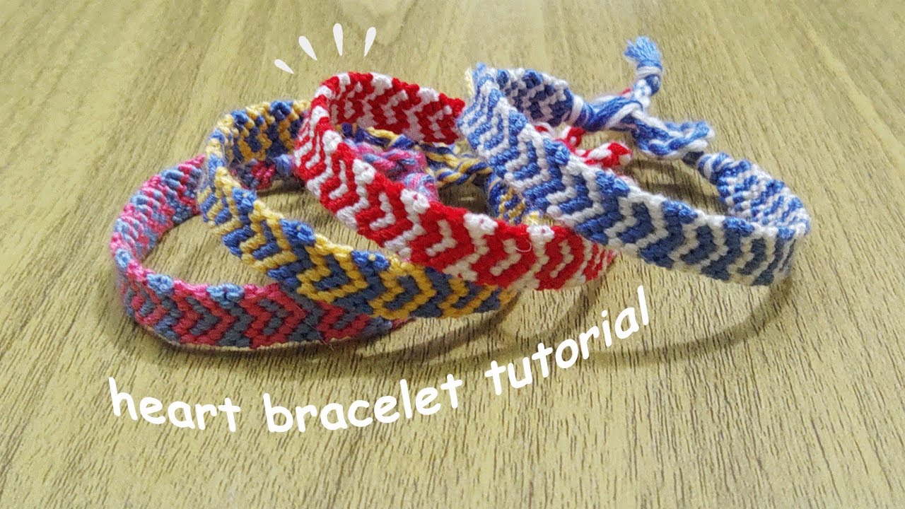 How to make heart bracelet with thread || trangyiyi - YouTube