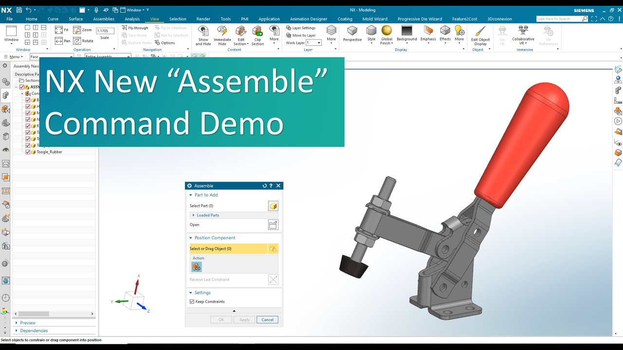 NX "Assemble" Command Demonstration - YouTube