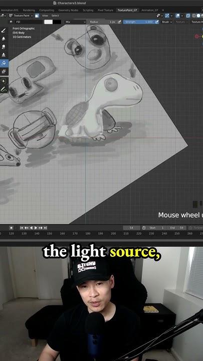 Experimenting with Color & Light Source - making a 3d game character in Blender - 3.4: Dino ...