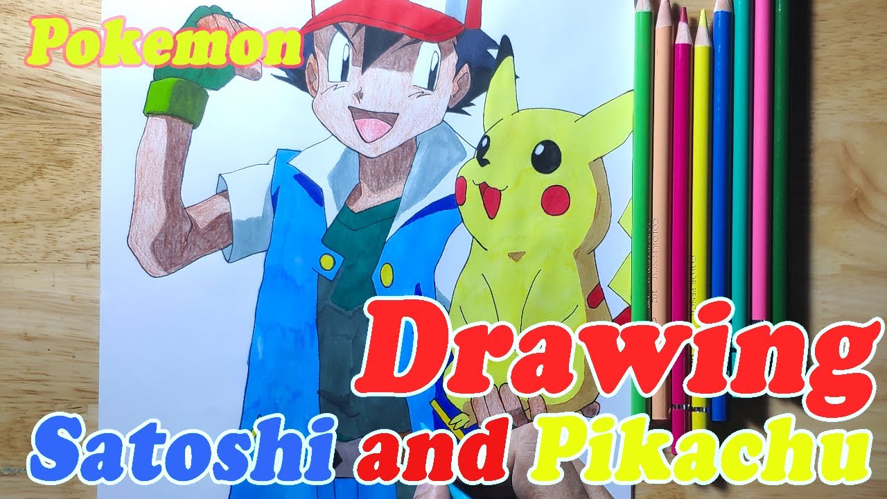 Drawing Satoshi and Pikachu | Pokemon - YouTube