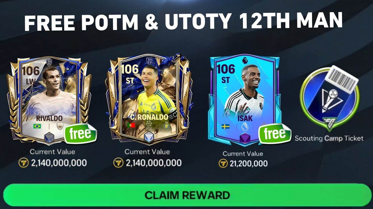 FREE 106 OVR POTM & UTOTY 12th MAN RONALDO FC MOBILE 25 | HOW TO GET ...