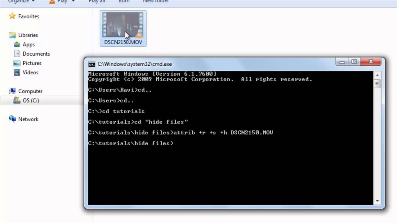 How To Hide Files folder In Windows With CMD DOS Or Command Prompt