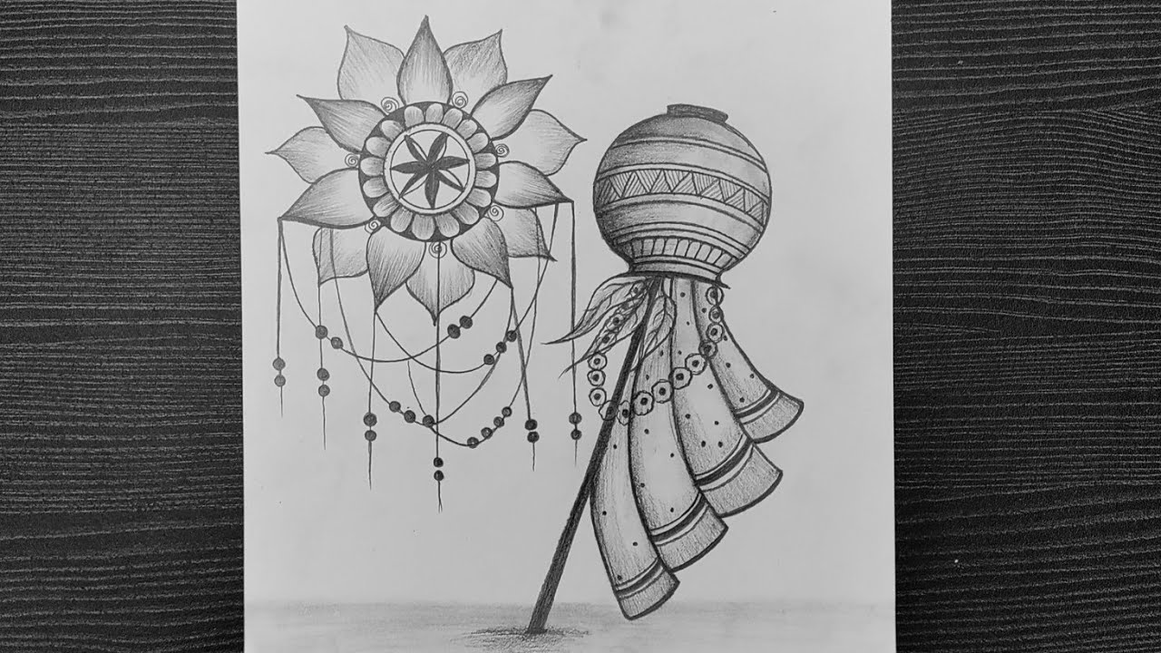 Gudi Padwa Drawing Easy // Happy Gudi Padwa Drawing // Gudi Padwa ...