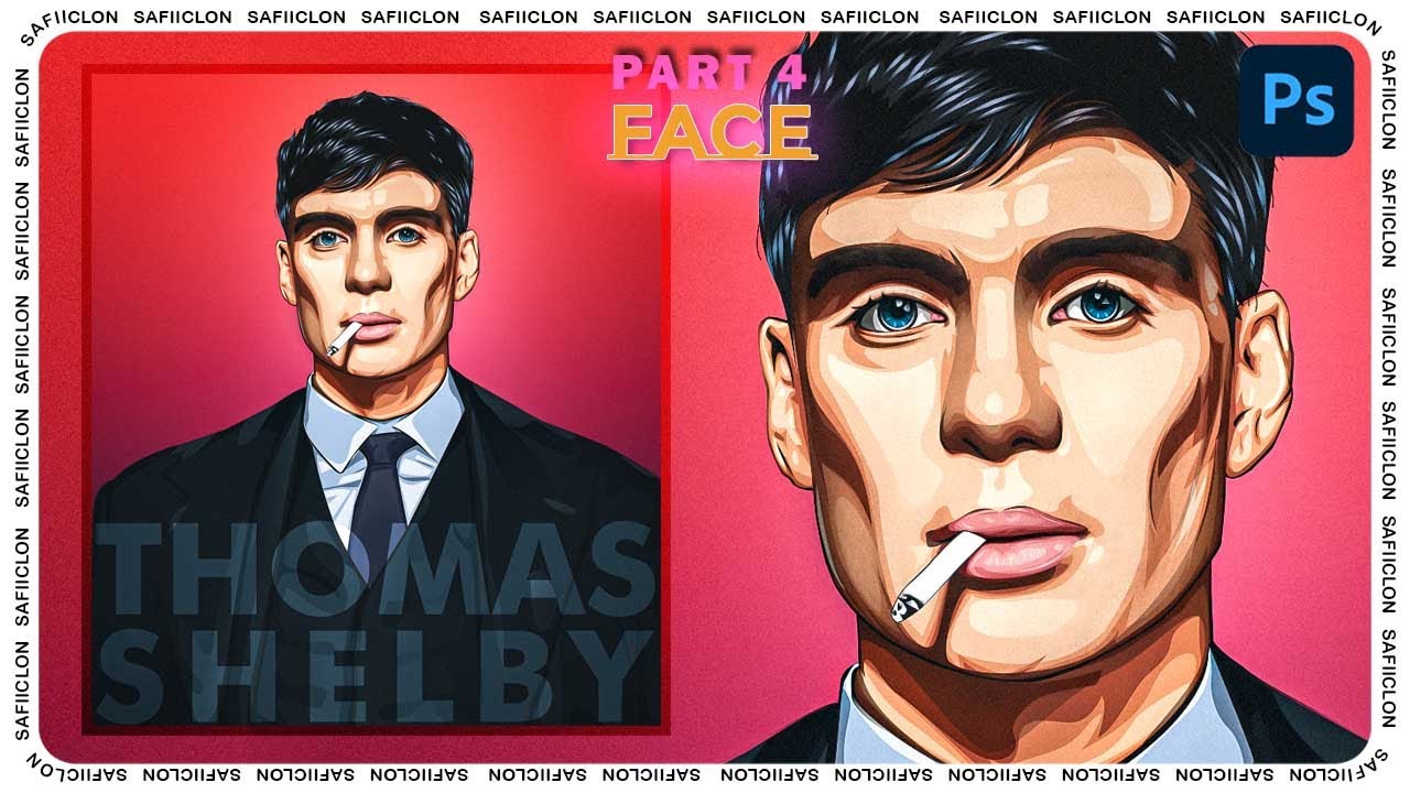 [ Photoshop Tutorial ] THOMAS SHELBY Vexel Art [ PART 4 - FACE ] - YouTube
