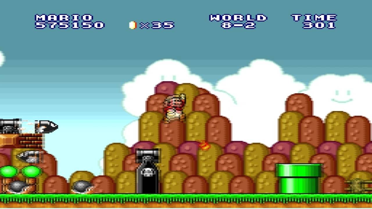 Super Mario Bros (SNES) Level 8-2 - YouTube
