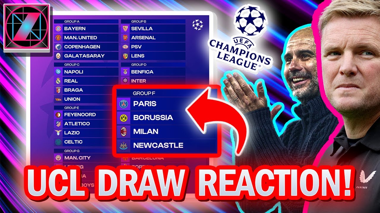 NEWCASTLE GET GROUP OF DEATH! | Reacting To The Champions League Group ...