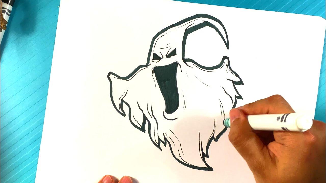 EASY How to Draw a SCARY GHOST HALLOWEEN - YouTube