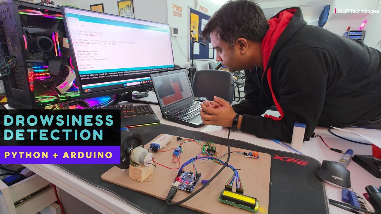 Drowsiness Detection using Python & Arduino, Anti Sleep System | Driver Safety Project - YouTube