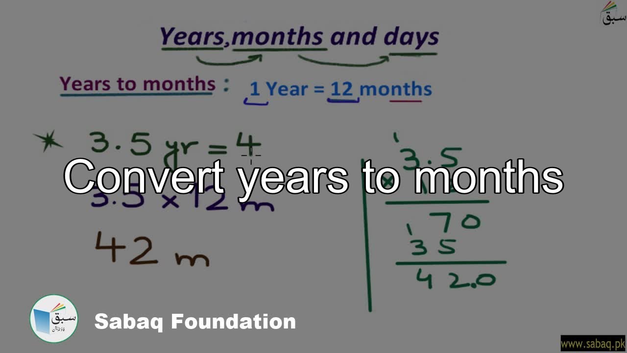 Convert years to months, Math Lecture | Sabaq.pk - YouTube