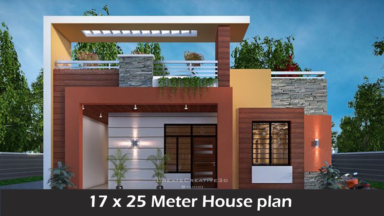 17 x 25 Meter House Plan with Elevation - YouTube