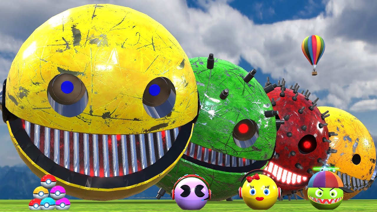 scary pacman vs cartoon cat vs monster pacman vs robot pacman K4 - YouTube