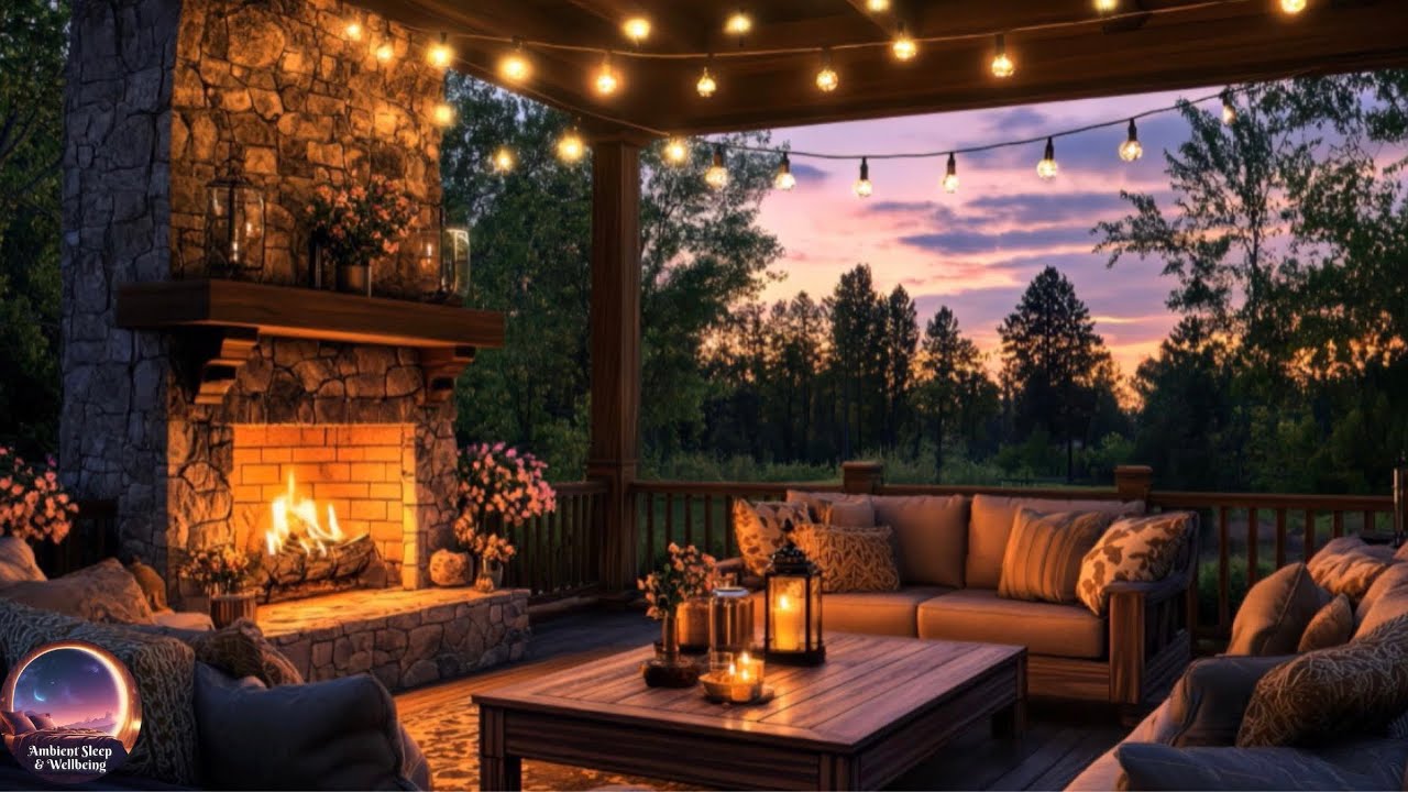 Cozy Fireplace & Night Ambience 🔥 Crackling Fire & Gentle Crickets for ...