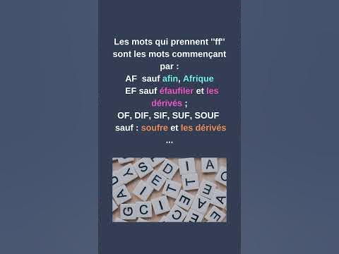 # Short ''Savez vous comment réussir votre orthographe avec les mots à ...