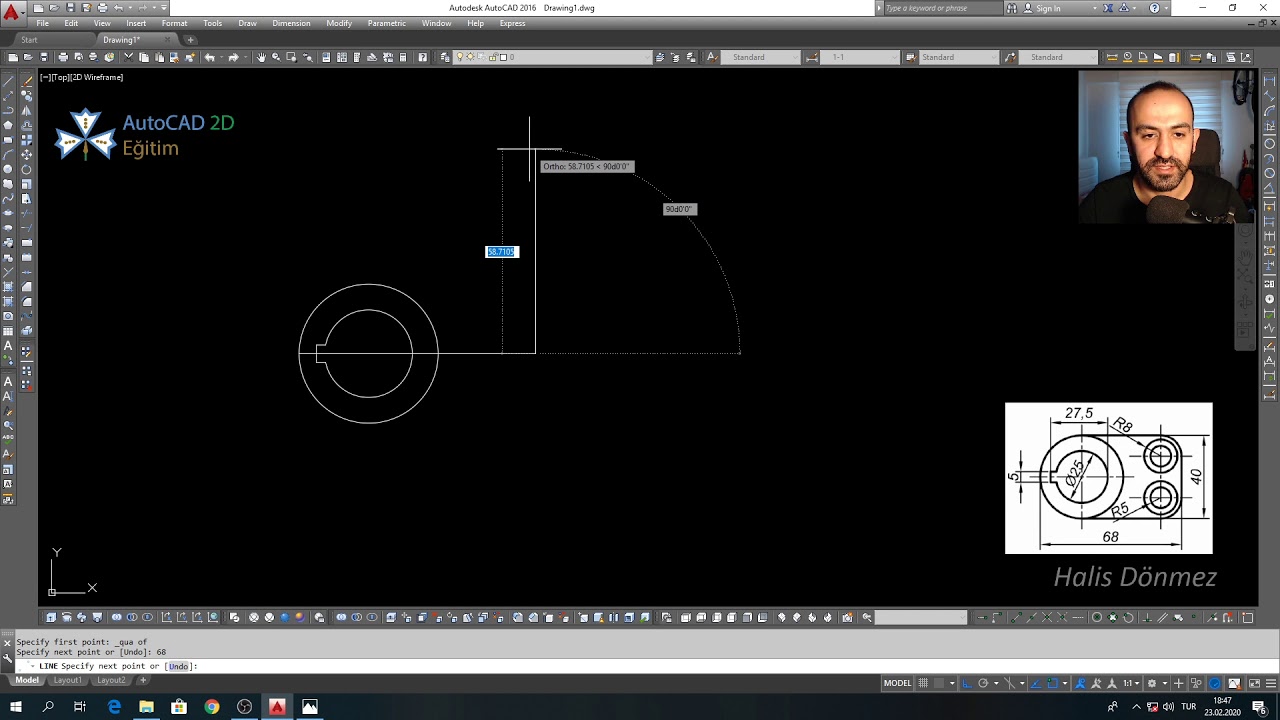 AutoCAD Eğitimi 2D Çizim #8 / AutoCAD mirror/ AutoCAD circle / Halis ...