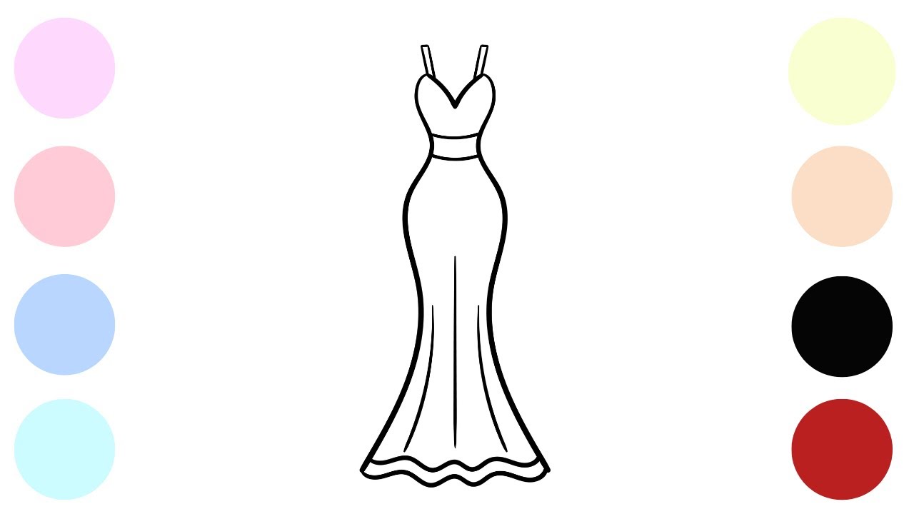 Evening dress | Painting and coloring for kids - YouTube