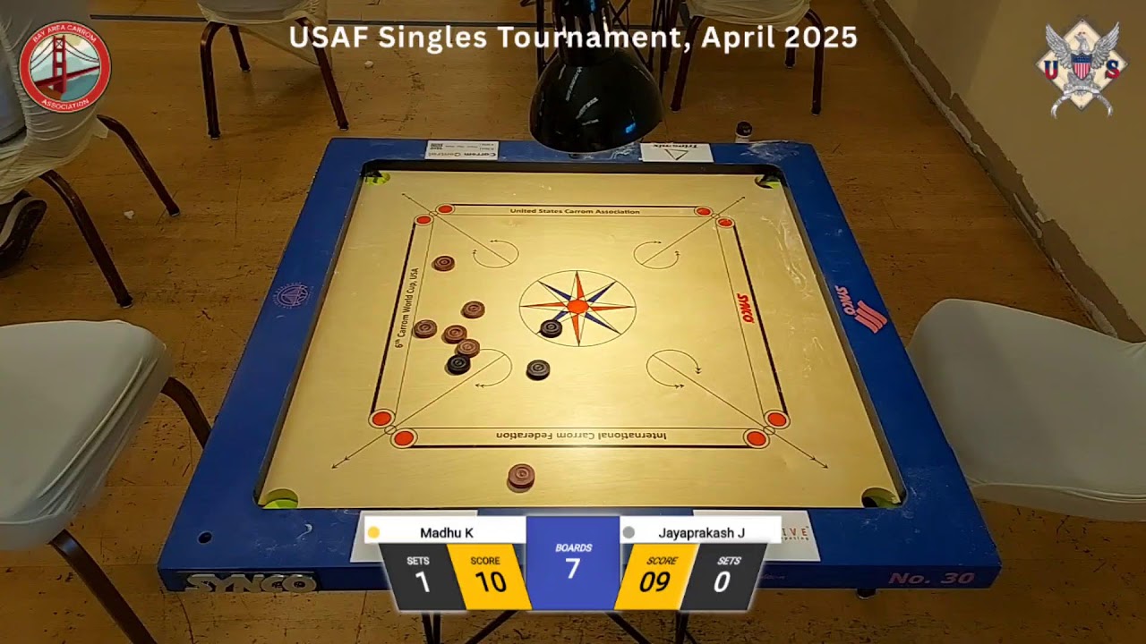 USAF Singles Tournament Round 3 Madhu K vs Jayaprakash J on Saturday ...