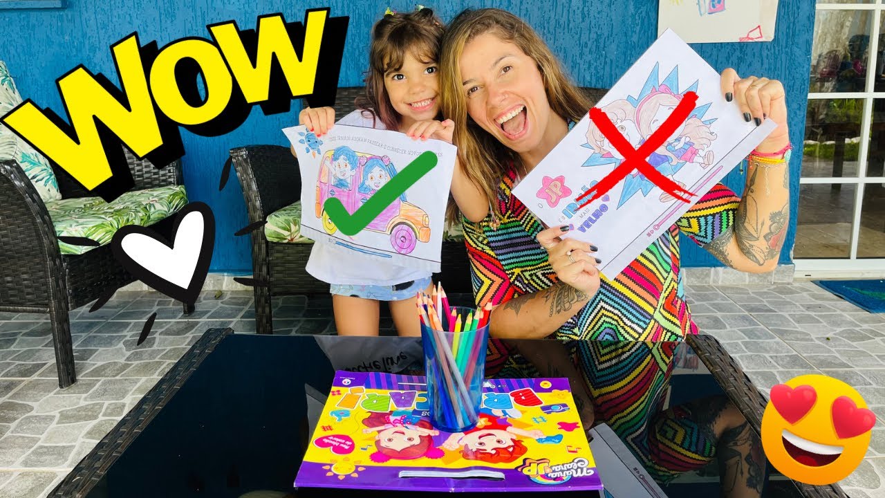 DESAFIO COLORINDO COM 4 CORES/MARIA CLARA E JP 🧡💛💜💚 - YouTube