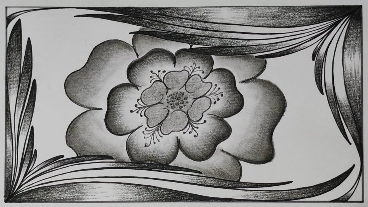 How To Draw Flower Frame | Pencil Sketch | Flower Abstract | Easy ...