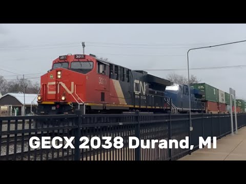 GECX 2038 Intermodal through Durand Michigan - YouTube