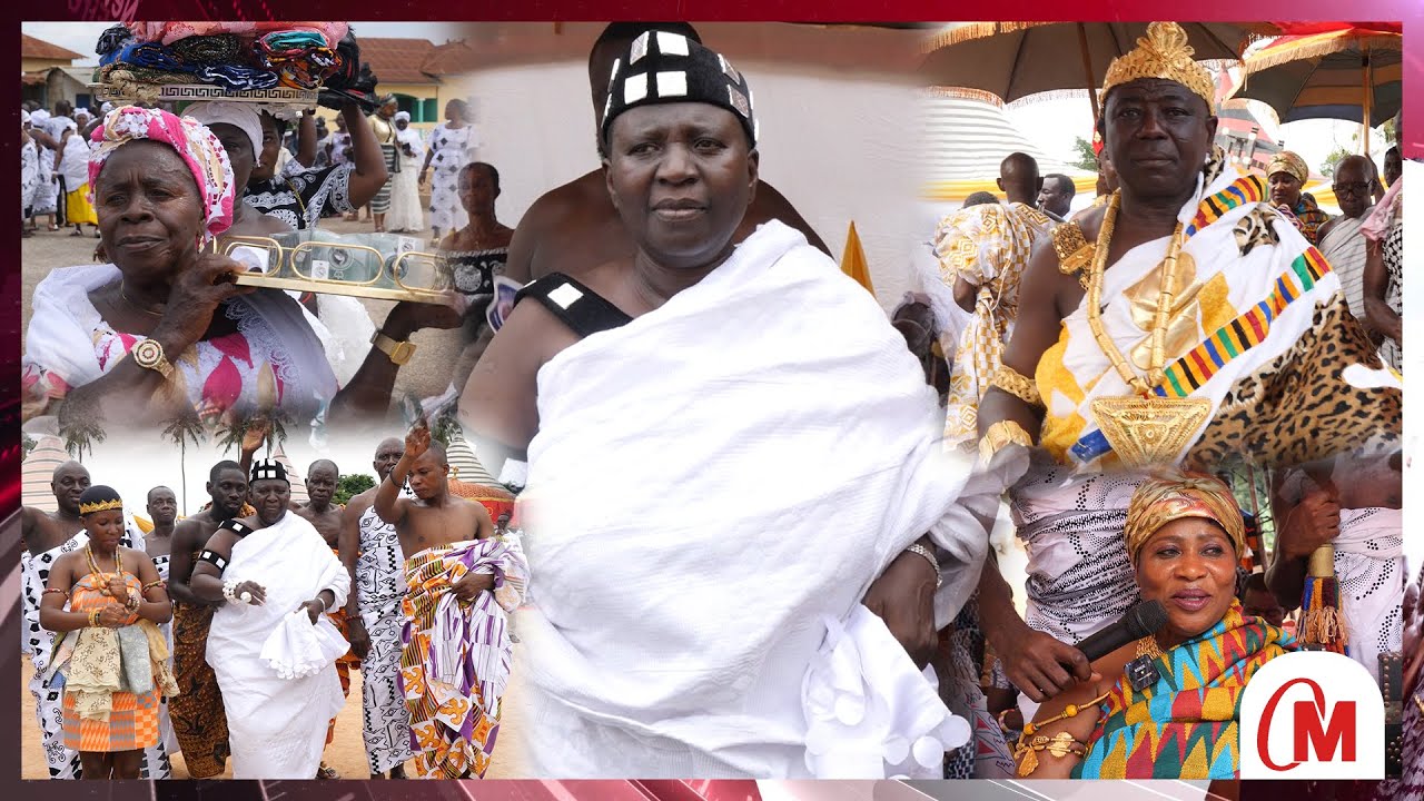 First Ever Woman Crowned Chief In Akyem Sits In State As She Performs ...