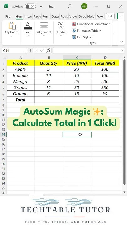AutoSum Trick in Excel : Calculate Total in 1 Click! #excelshorts #excel #shorts - YouTube