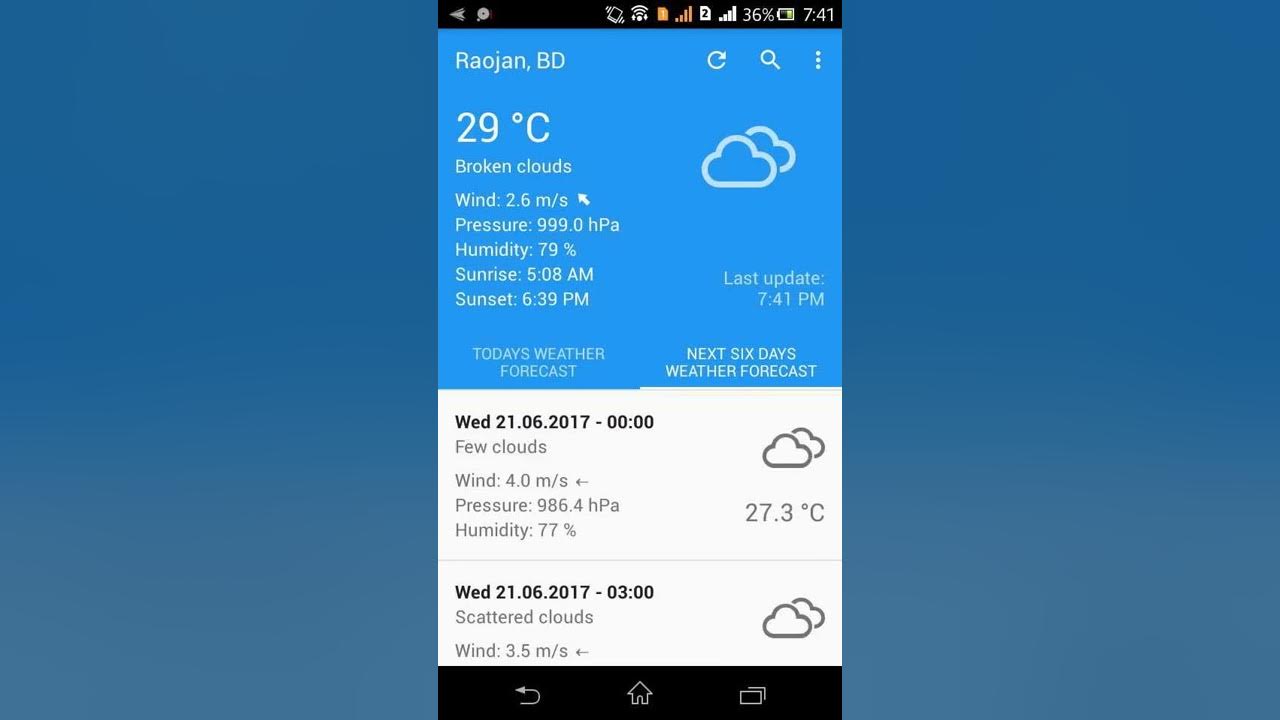 weather Forcaster app for android demo video - YouTube