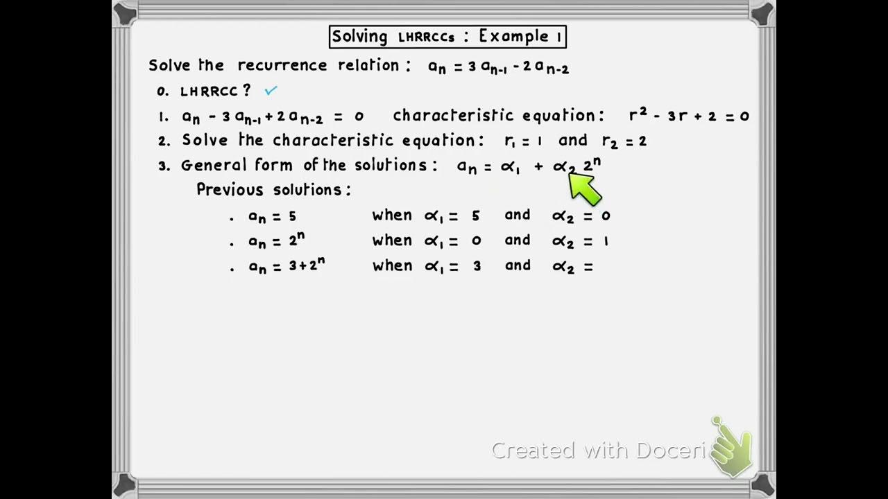 Discrete Structures [Lecture 29 / Segment 5] - Algorithm to solve LHRRCCs: Example 1 - YouTube