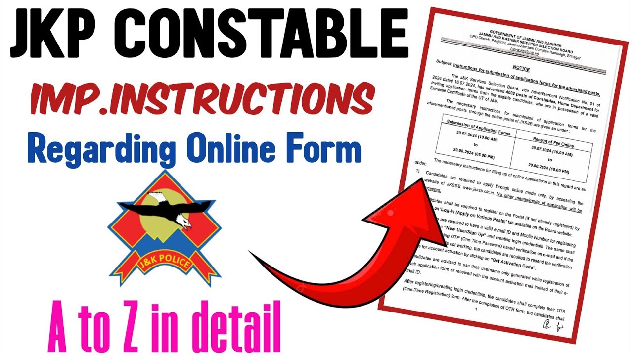 Instructions for submission of application form for jkp constable exam ...
