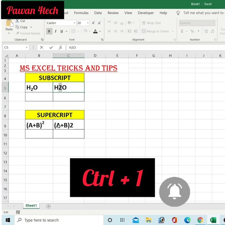 Ms Excel (A+B)² Subscript And Superscript Kaise Us Kare Excel Me (A+B)² Kaise Likhe #short # ...