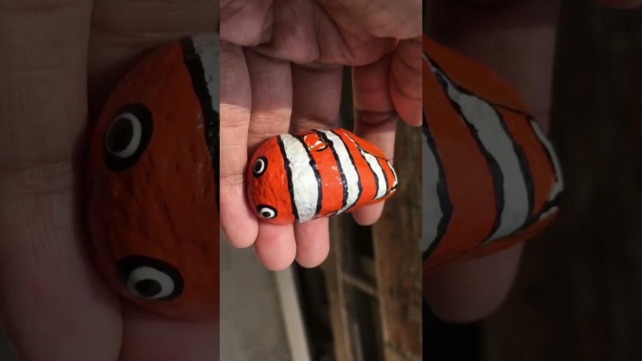 Clown Fish Stone art / Stone Art/ stone painting - YouTube