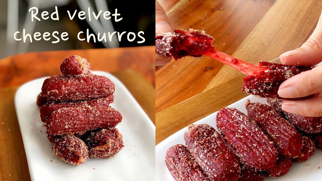 치즈 쭉~ 레드벨벳 치즈 츄러스 만들기(단짠 끝판왕👍🏻) | How to Make Sweet & Savory Red Velvet ...