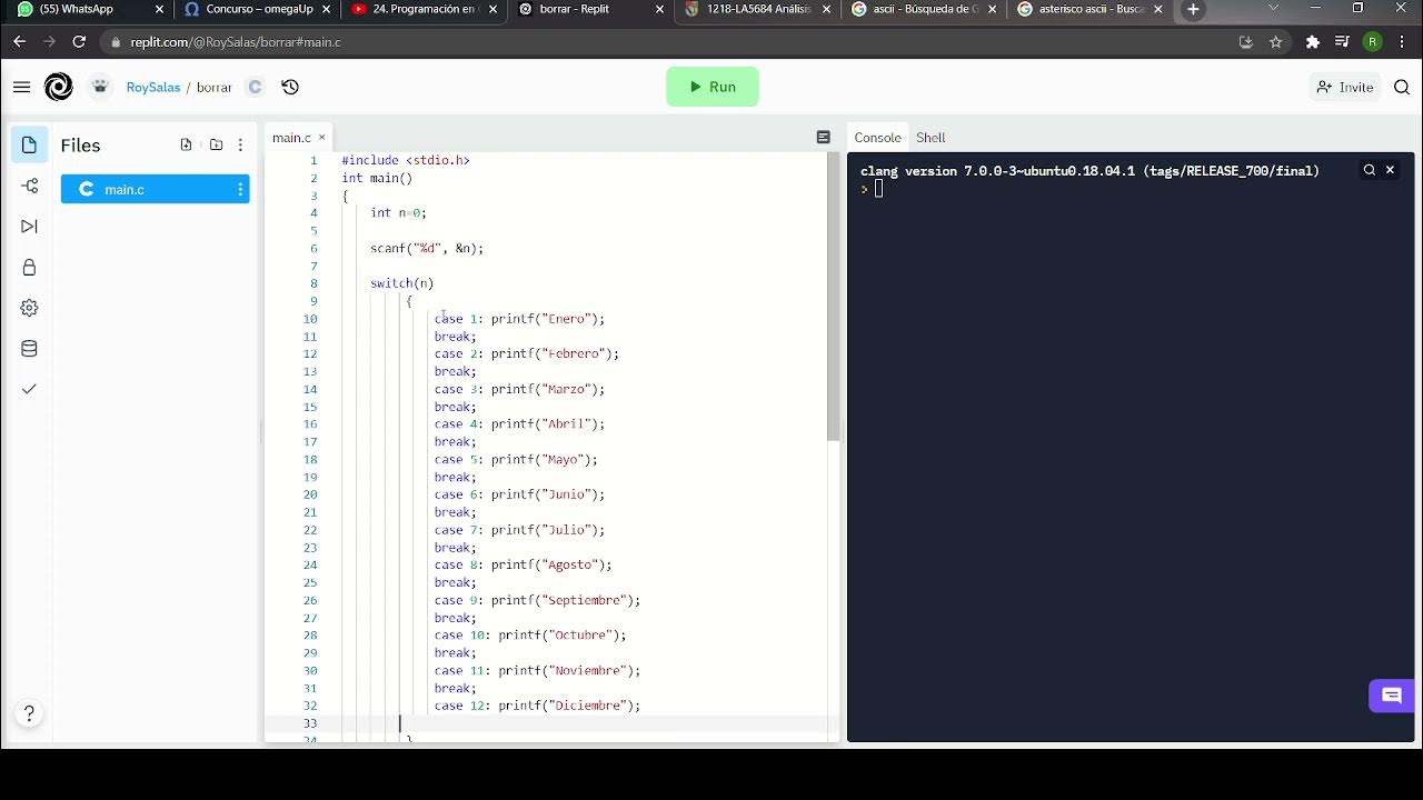switch en lenguaje C Ejemplo 1. - YouTube