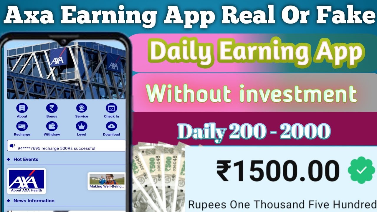 Axa Earning App | Axa New Earning app today | How to earn money online ...