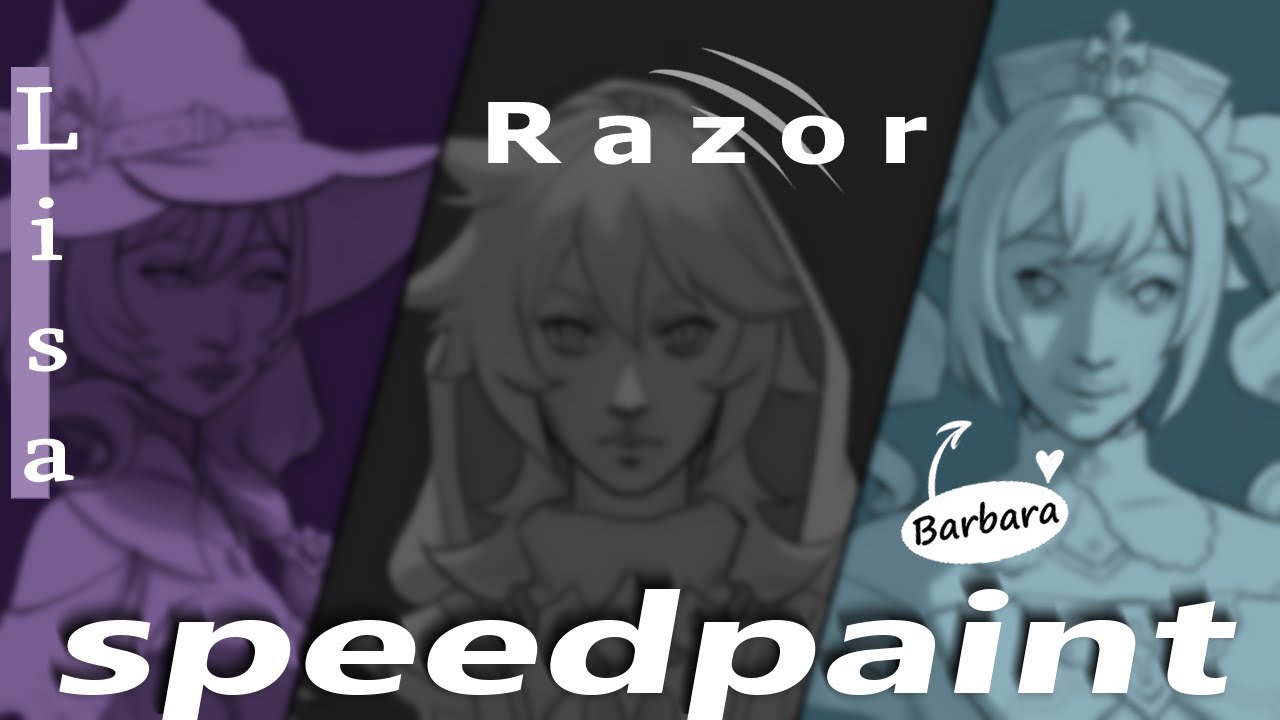 [SPEED PAINTING CLIPSTUDIO] Genshin Impact {Barbara , Lisa , Amber ...