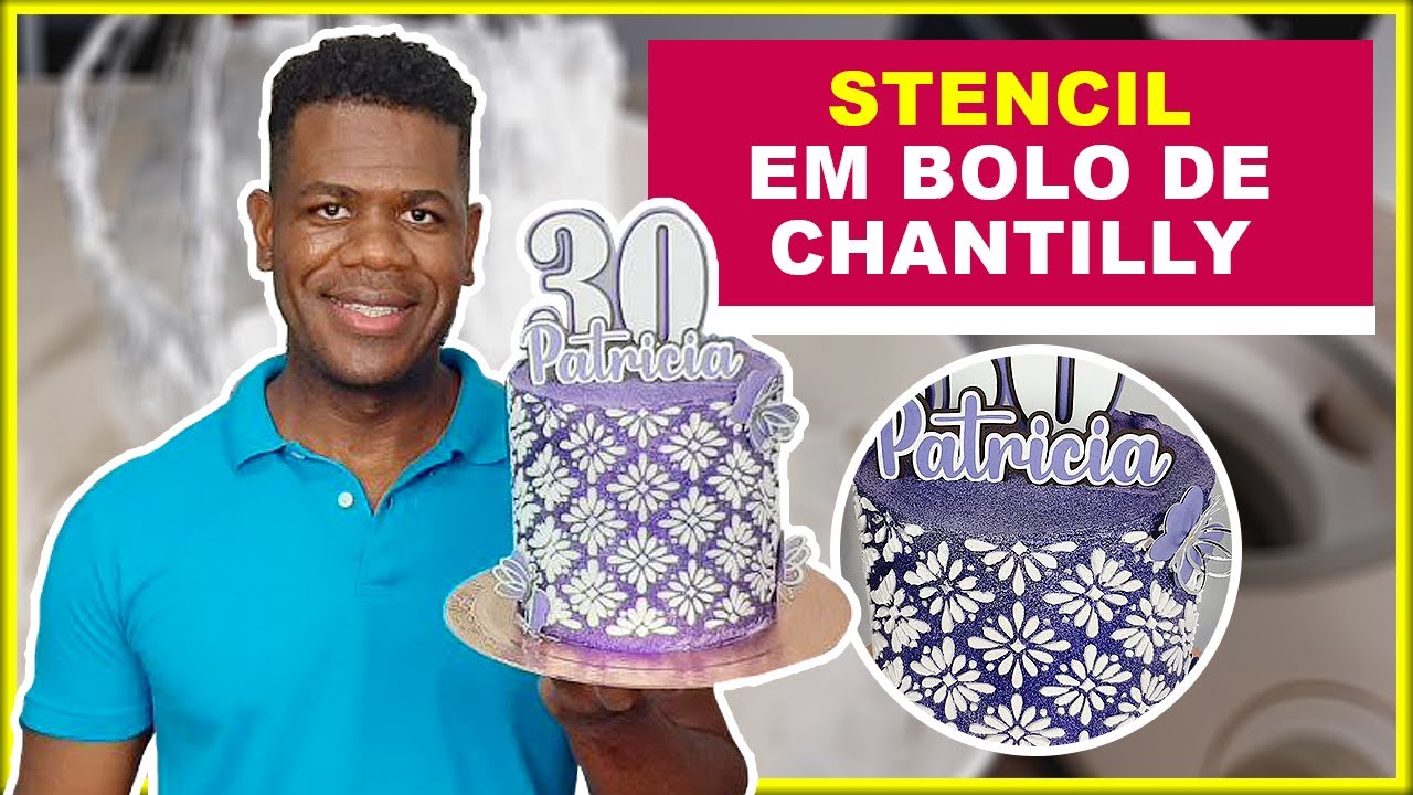COMO USAR STENCIL EM BOLO DE CHANTILLY PASSO A PASSO - YouTube