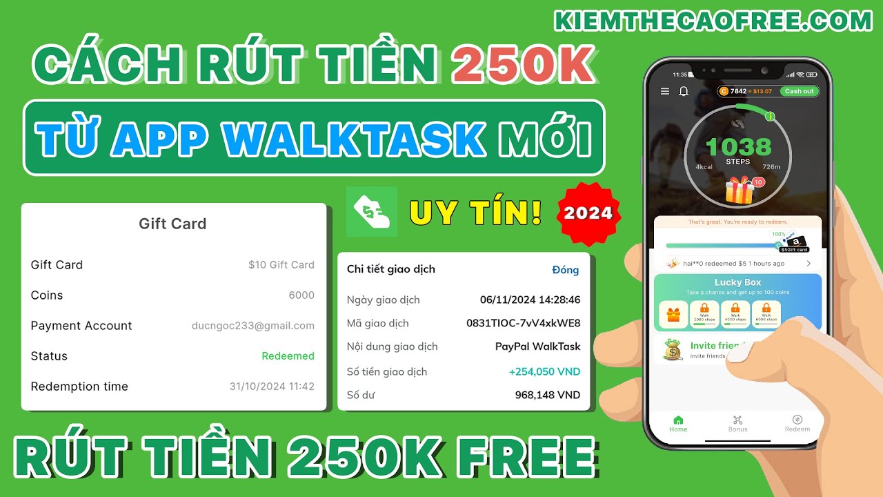 App WalkTask Lừa Đảo? Cách Rút Tiền 250K Trên App WalkTask Mới - App ...